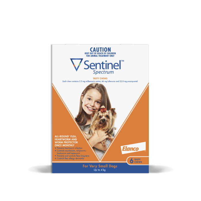 Sentinel Spectrum XS Dog Orange 6 Pack Expiry Date 04/24 VetShopAustralia