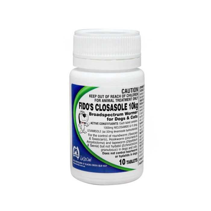 Fido's Closasole 10kg Wormer Tablets VetShopAustralia