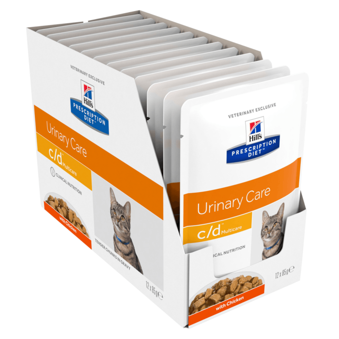 Hills Prescription Diet Cat c/d Urinary Care Multicare Chicken 12x85g Pouch VetShopAustralia.com.au