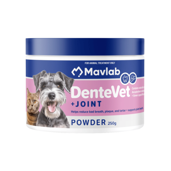 Mavlab DenteVet Anti-Plaque + Joint Support Powder for Dogs & Cats 250g ...