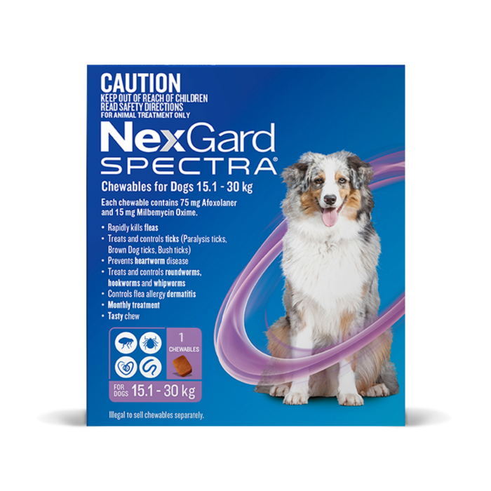 NexGard Spectra For Large Dogs - 15.1-30kg Purple VetShopAustralia